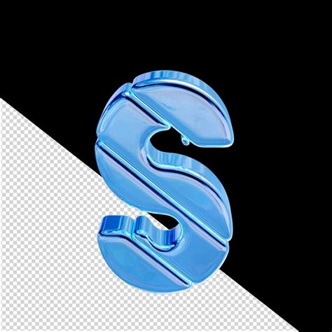 Símbolo azul do gelo 3d letra diagonal da vista superior s PSD Premium