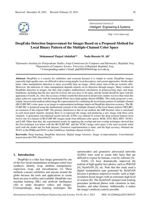 pdf deepfake detection improvement for images based on a proposed method for local binary