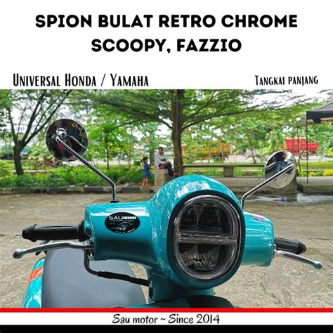 Jual Saumotor Spion Bulat Retro Spion Scoopy Tangkai Panjang Chrome