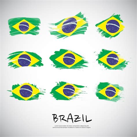 Bandera De Brasil Con Trazo De Pincel Vector Premium