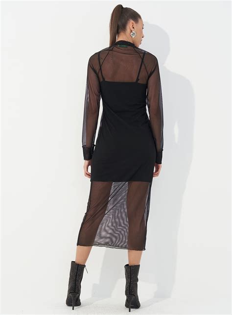 Vestido Midi Mangas Longas Tule Colcci