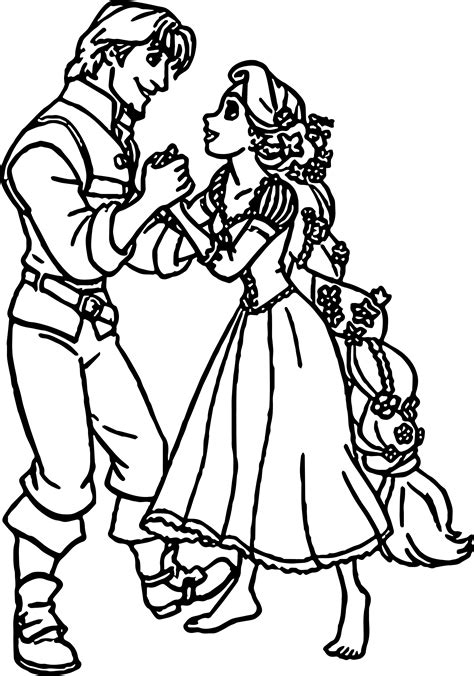 Rapunzel And Flynn Hand Coloring Page Wecoloringpage