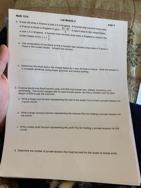 solved math 1314 lab module 2 page 2 2 a size 36 shoe in