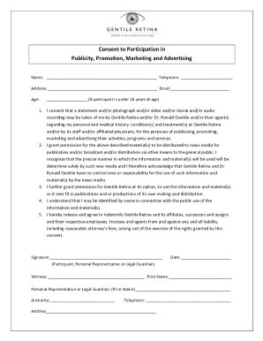 Fillable Online Consent Participation In Publicity Promotion