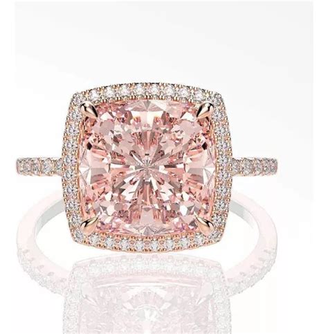 Anillo De Morganita Rosa S925 Chapa De Oro Rosa 18k Envío gratis