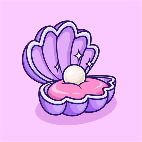 Premium Vector Cute Pearl Oysters Shell Clam Cartoon Design Vector