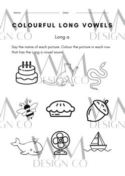 Long Vowel Sounds Vowel Sheet Colour By Wild May Resources Tpt