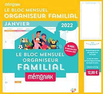 Le bloc mensuel organiseur familial Mémoniak 2022 Collectif Amazon