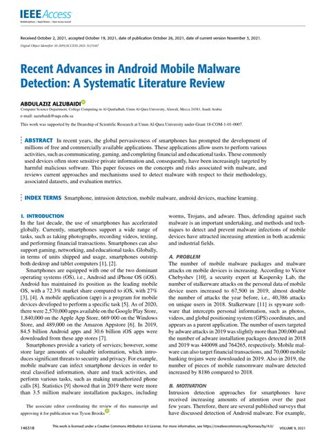 pdf recent advances in android mobile malware detection a systematic literature review