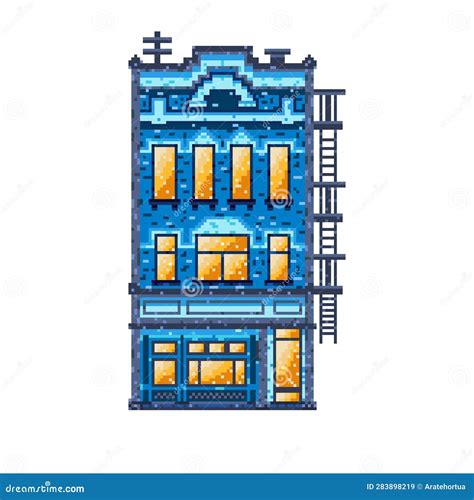 Gráfico Vectorial Pixelart Ciudad Edificio Aislado Ilustración del