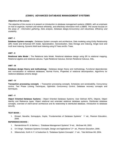 dbms syllabus pdf