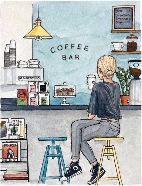Pin By Cinderella Tran On Postcards Coffee Art Print Illustration