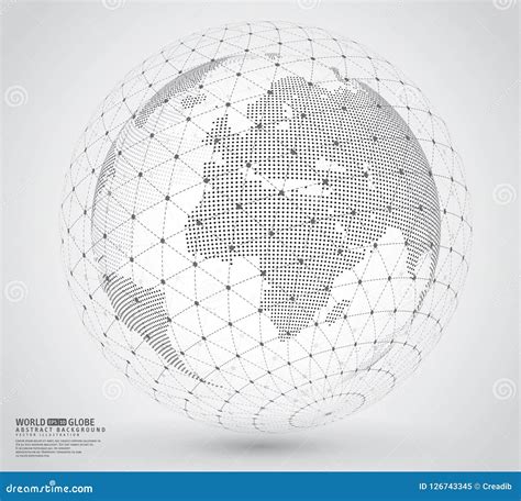 Mapa Do Mundo Pontilhado Tridimensional Sphare Do Wireframe