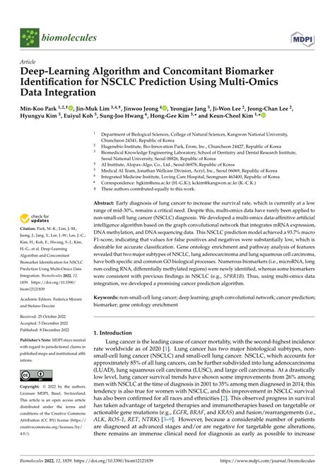 pdf deep learning algorithm and concomitant biomarker identification for nsclc prediction
