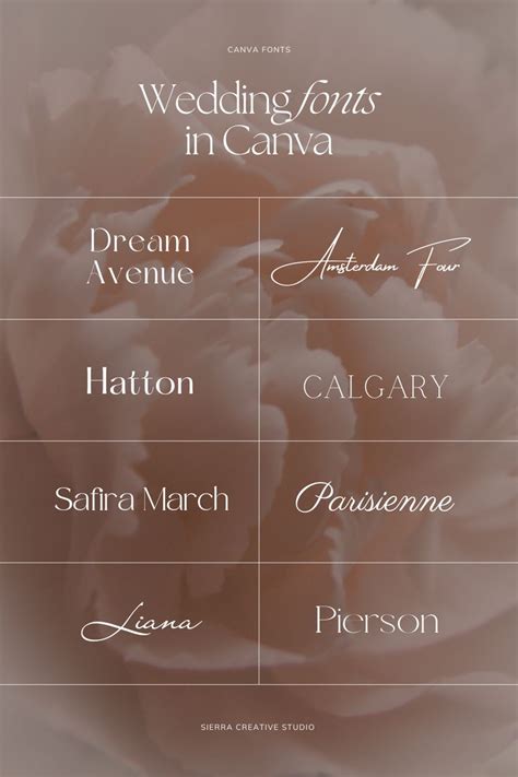 Wedding Fonts In Canva Dream Avenue American F Salma March Susan