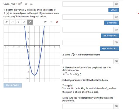 solved given f x 4x2−8x−5 1 submit the vertex