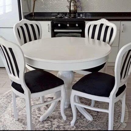 Baba Ayak Yuvarlak Masa Sandalye Takımı Beyaz 46072 SİTELER ANKARA