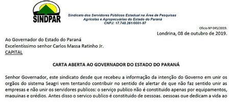CARTA ABERTA AO GOVERNADOR