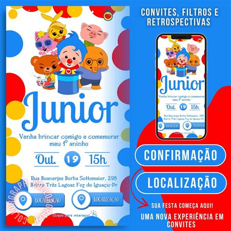 Convite Digital Interativo Palhaço Plim Plim Elo7