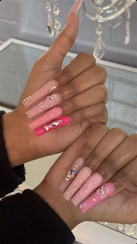 Gold Acrylic Nails Long Square Acrylic Nails Pretty Acrylic Nails