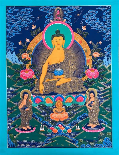 Hand Painted Shakyamuni Gautama Buddha Tibetan Thangka Art Painting