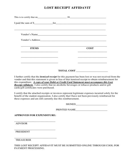 Free 7 Lost Receipt Forms In Ms Word Pdf Excel Lost Receipt Form Fill