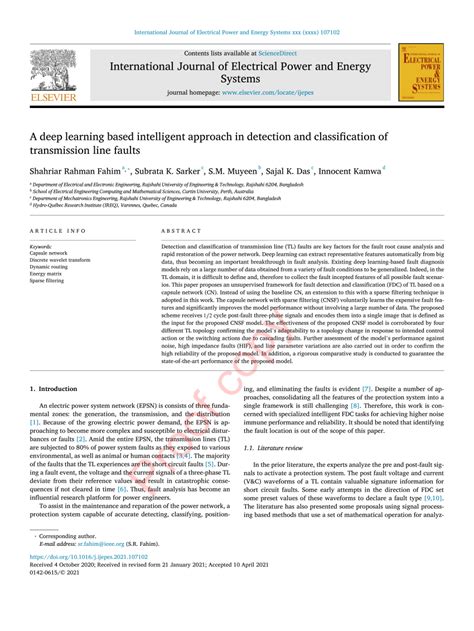 pdf a deep learning based intelligent approach in detection and classification of transmission