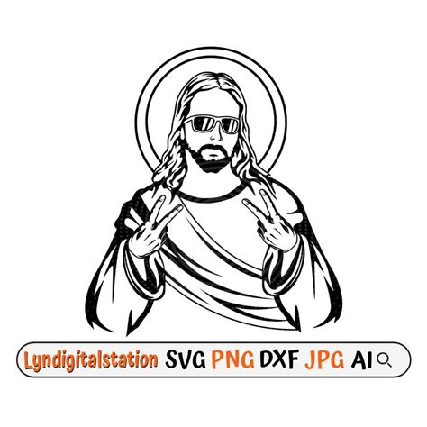 Cool Jesus Svg Jesus Peace Sign Clipart Son Of God Cut File Christian
