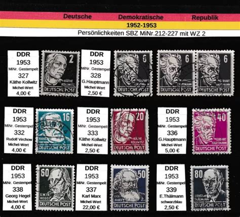 DDR 1952 1953 MINR aus 327 341 gestempelt Persönlichkeiten EUR 3 87