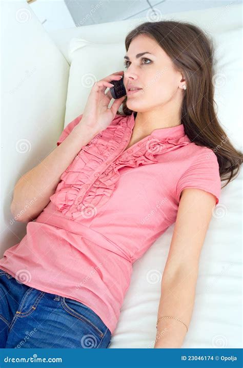 Woman Stock Photo Image Of Couch Brunette Girl Person 23046174