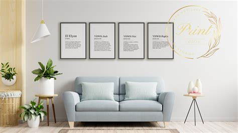 Set de 4 Cuadros Los Nombres de Dios Cuadros Cristianos Decoración