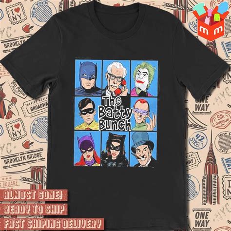 The Batty Bunch Batman Robin Alfred Joker Riddler Penguin Catwoman Batgirl Art Design T Shirt