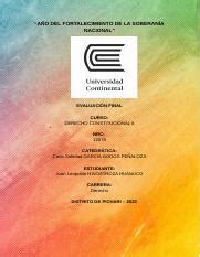 EXAMEN FINAL DERECHO CONSTITUCIONAL II docx AÑO DEL FORTALECIMIENTO