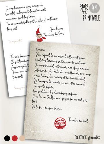 Lettre retour lutin farceur elf Noël à imprimer téléchargement gratuit