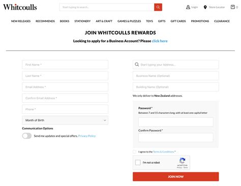 Whitcoulls Dumb Password Rules
