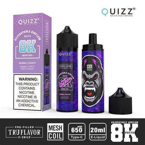 20 Regular Flavors Vapmod Quizz 8000 Puffs Disposable Vape Pen 8K Puffs