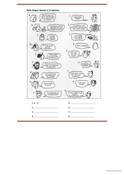questions réponses Français FLE fiches pedagogiques pdf doc