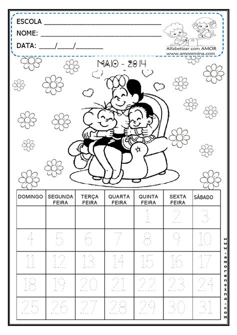 CALENDÁRIOS DE MAIO PARA EDUCAÇÃO INFANTIL E 1º AO 5º ANO
