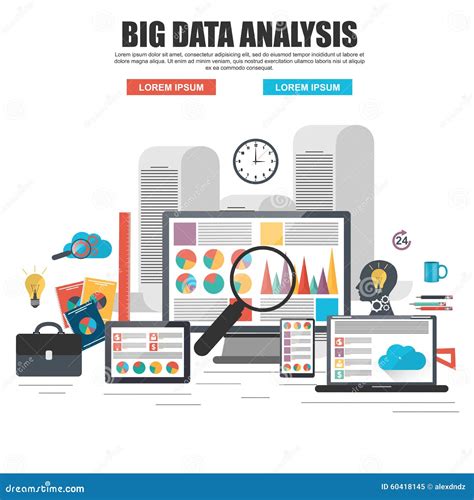 Flat Design Concept Of Business Big Data Analysis Stock Vector