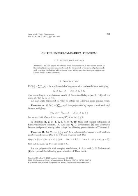 pdf on the enestr om kakeya theorem