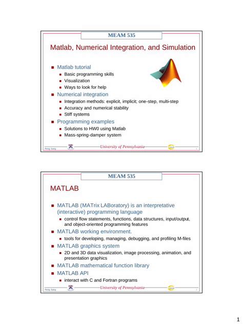 pdf matlab numerical integration and simulationmeam535 fall03 slides numerics · matlab