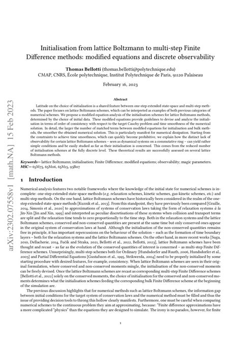 initialisation from lattice boltzmann to multi step finite difference methods modified