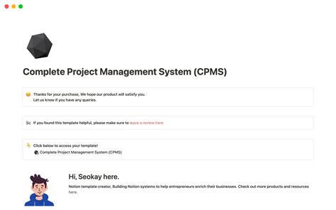 Complete Project Management System Cpms Notion Template