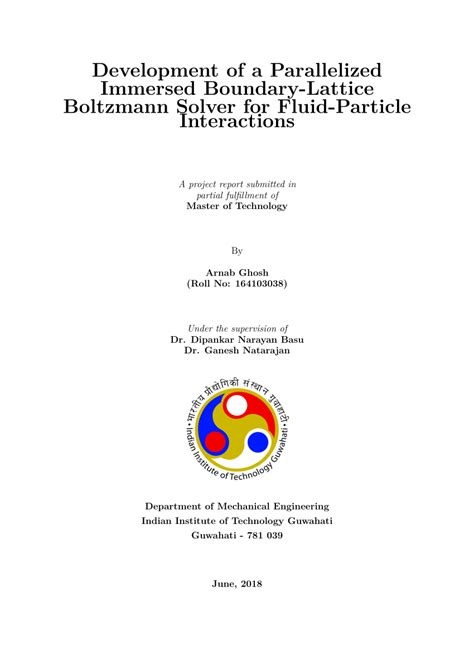 pdf development of a parallelized immersed boundary lattice boltzmann solver for fluid
