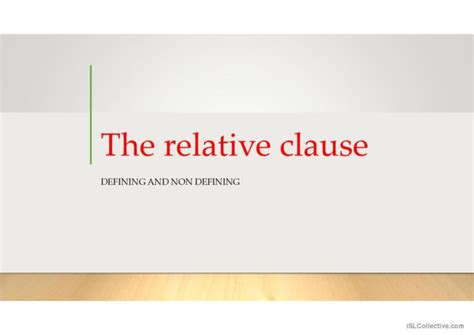 Defining Non Defining Relative Cla English Esl Powerpoints