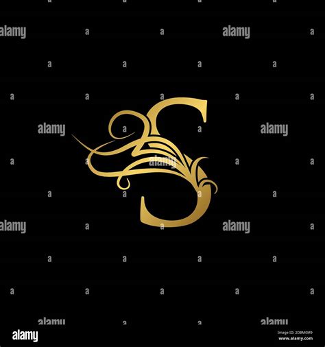 Gold Luxury Initial S Letter Logo Icon Concept Monogram Ornate Vector