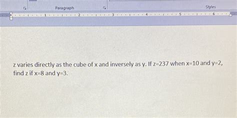 [solved] paragraph styles 3 z varies directly as the cube of x and inversely course hero