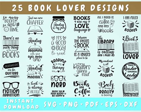 Reading Svg Bundle Cut Files Book Lover Svg Clip Art Images And