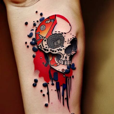 Prompthunt Trash Polka Tattoo Incorporating A Skull A Timepiece And