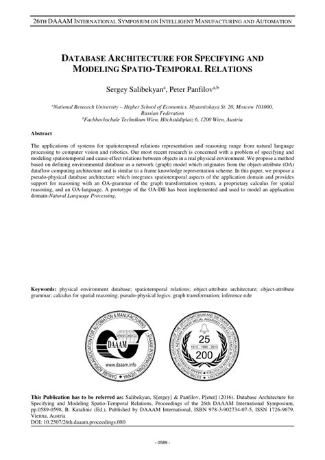 pdf database architecture for specifying and modeling spatio temporal relations